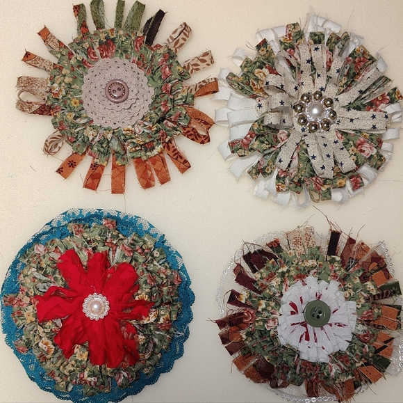 Hand Crafted | Office | Handmade Jumbo Shabby Chic Fall Colors Pinwheel ...